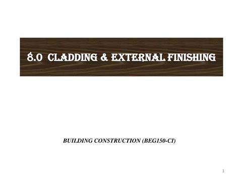 Solution Chapter 8 Cladding And External Finishing Studypool