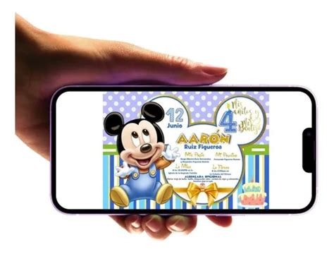 Invitación Digital Bautizo Mickey Mouse Imprimible Meses Sin Interés