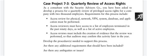 solved case project 7 3 quarterly review of access rights