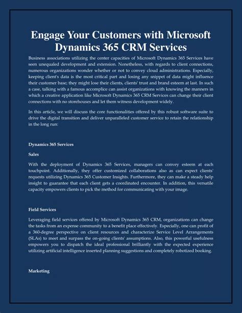 ppt engage your customers with microsoft dynamics 365 crm services