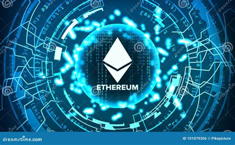 Ethereum Abstract Technology Background Vector Binary Code Editorial