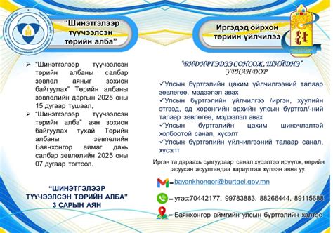 Баянхонгор аймгийн Улсын бүртгэлийн хэлтэс ШИНЭТГЭЛЭЭР ТҮҮЧЭЭЛСЭН ТӨРИЙН АЛБА” АЯН ӨРНӨЖ