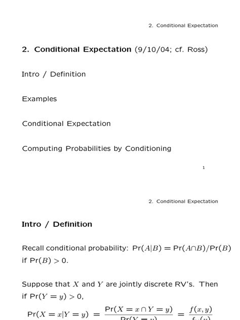Conditional Expectation Pdf Expected Value Probability Density