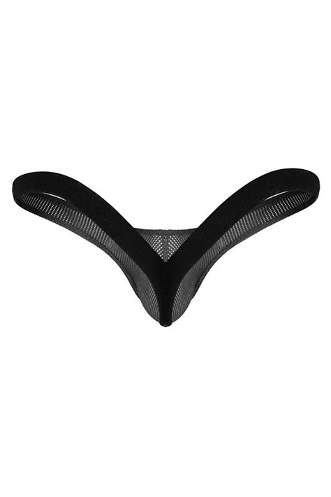 Chiloti Barbati Push Up Tanga Jockstrap Talie Joasa Mesh Negru Xl