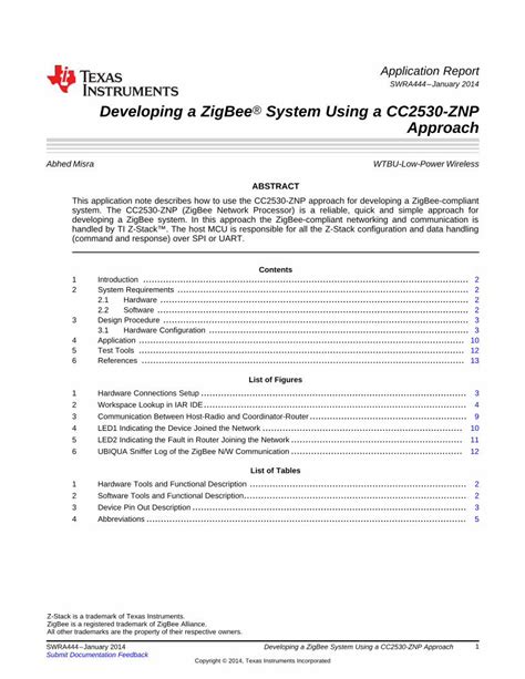 Pdf Developing A Zigbee System Using Cc2530 Znp · Pdf Filez Stack Is