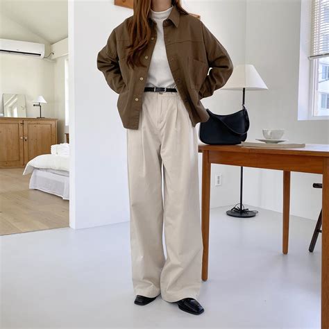 여자 셔츠핏 순면 진초록 분홍색 스냅 Fw 점퍼