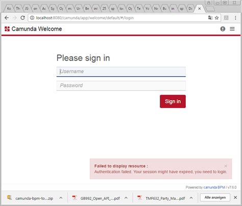 unable to login in admin tasklist cockpit after setup camunda on
