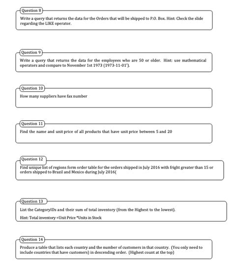 Solved Question 2 Write A Query That Returns The Data Of The Chegg Com