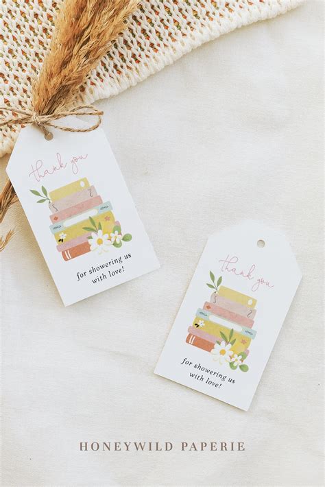 Storybook Stack Baby Shower Thank You Favor Tags Book Themed Etsy