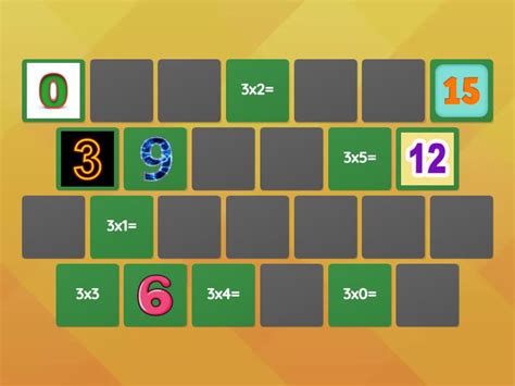 3 times tables matching pairs
