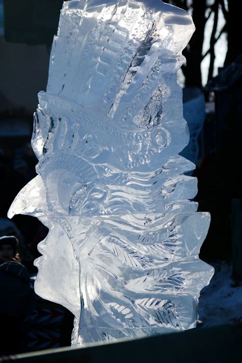 A Large Ice Sculpture Of A Womans Face Photo Free Transparence Image