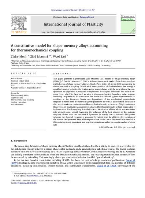 Pdf A Constitutive Model For Shape Memory Alloys Accounting For