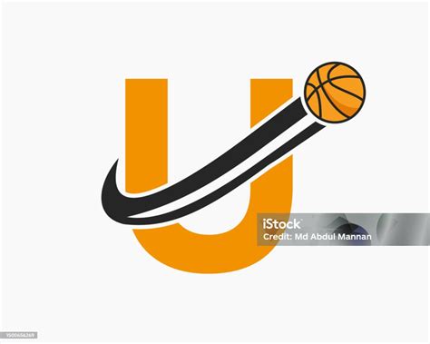 이니셜 편지 U 농구 로고 컨셉은 움직이는 농구 아이콘입니다 바스켓 볼 로고 타입 기호 Championship에 대한 스톡 벡터 아트 및 기타 이미지