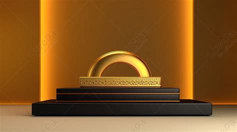 3d 렌더링에 화려한 금색 액센트가 있는 높은 제품 쇼케이스 플랫폼 화려 배경 3d 배경 3d 렌더링 배경 이미지 Hd 화려 3d 3d 렌더링 배경 사진 무료