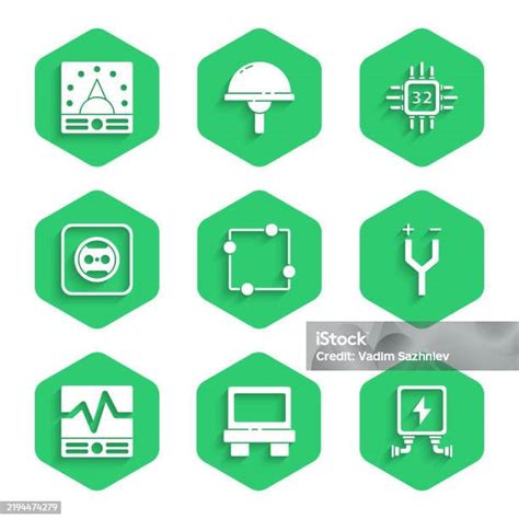 Set Electric Circuit Scheme Fuse Transformer Cable Electrical Measuring Instruments Outlet