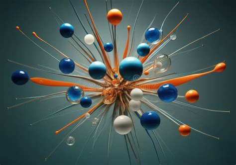 Colorful Abstract Composition Of Spheres And Strands Creating A Dynamic Visual Effect Stock