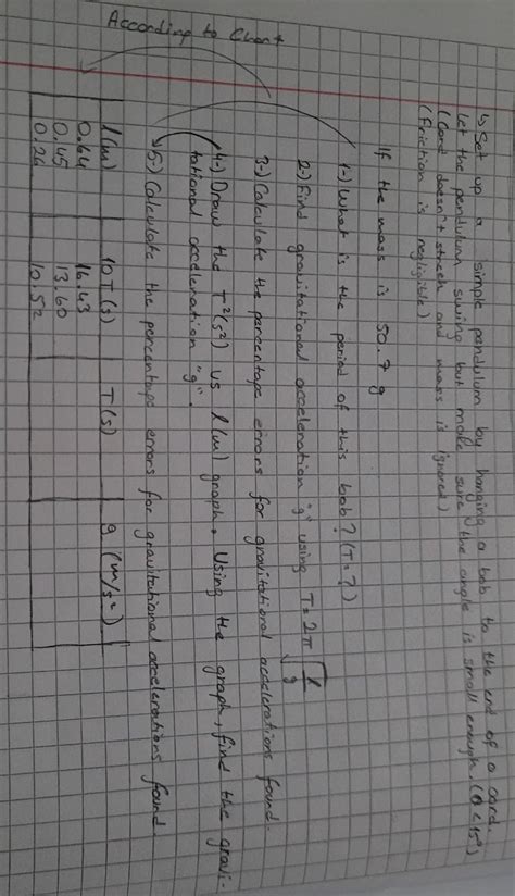 Solved 4 Set Up A Simple Pendulum By Hanging A Bob To The Chegg Com