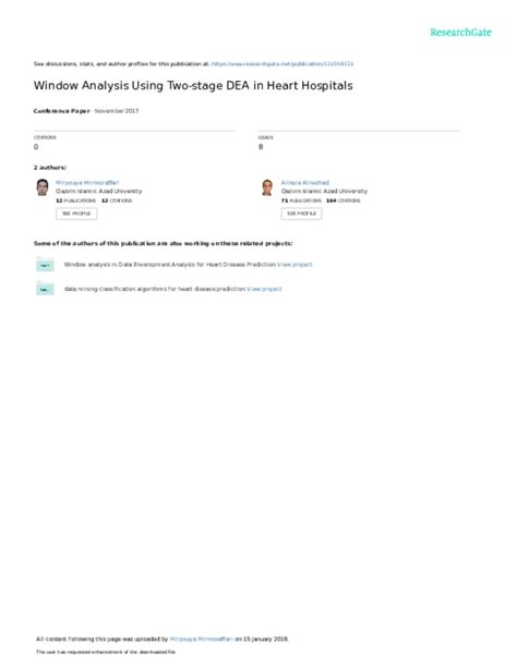 pdf window analysis using two stage dea in heart hospitals