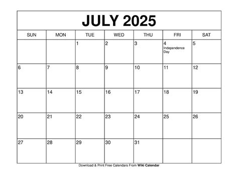 Printable July 2025 Calendar Wiki Calendar Apache Openoffice Templates