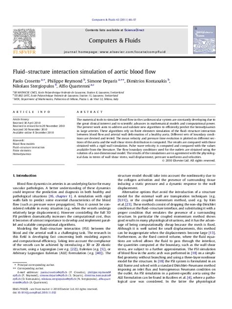 Pdf Fluidstructure Interaction Simulation Of Aortic Blood Flow