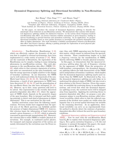 Pdf Dynamical Degeneracy Splitting And Directional Invisibility In