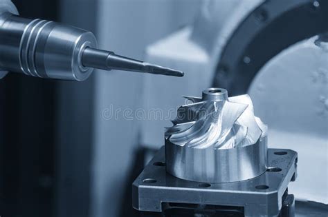 The Axis CNC Milling Machine Cutting The Turbocharger Part With Solid