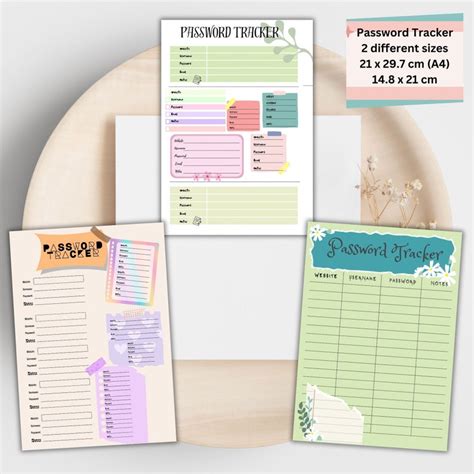 Editable Fillable Password Tracker BUNDLE Printable Password Log Password Keeper Sheet