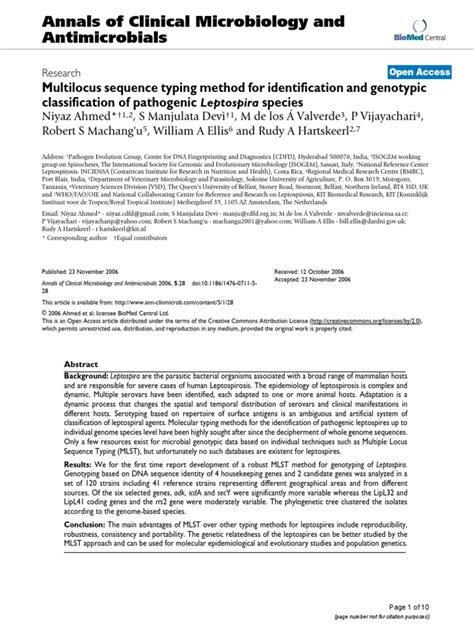 Ahmed Et Al Multilocus Sequence Typing Method For Identification And Genotypic Classification