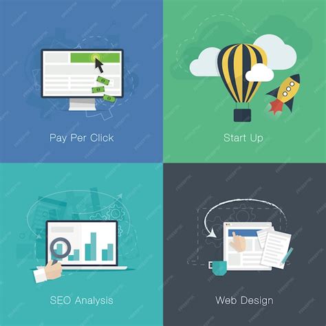 Premium Vector Flat Web Development Business Concepts Vector Set