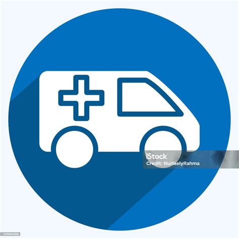 아이콘 구급차 자동차 기호에 적합합니다 긴 그림자 스타일 편집 가능한 간단한 디자인 디자인 템플릿 벡터 간단한 그림 건강관리와 의술에 대한 스톡 벡터 아트 및 기타 이미지