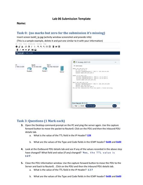 Lab Submission Template Lab Submission Template Name Task No Marks But Zero For The