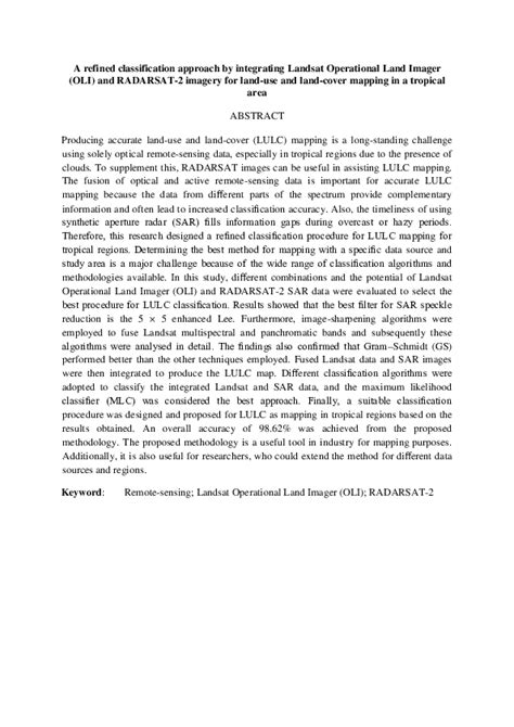 Pdf A Refined Classification Approach By Integrating Landsat Operational Land Imager Oli And