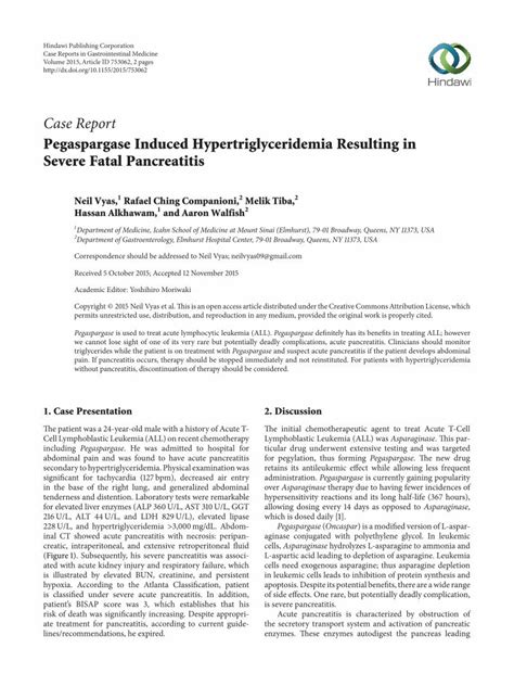 Pdf Case Report Pegaspargase Induced Hypertriglyceridemia
