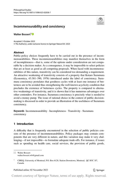 Incommensurability And Consistency