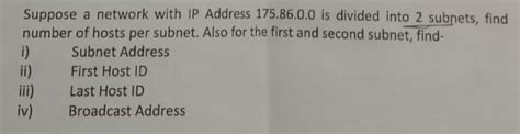 Solved Suppose A Network With IP Address Is Chegg
