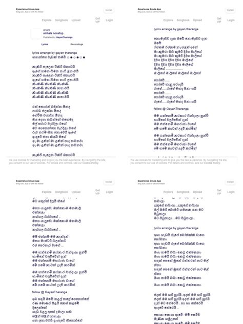 Sinhala Nonstop Song Lyrics Pdf