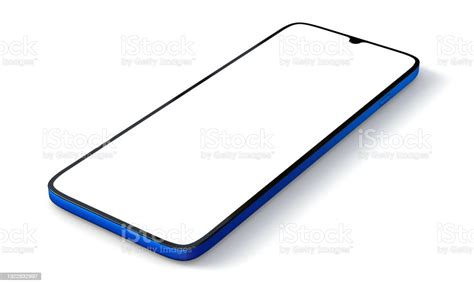 빈 화면 원근보기와 파란색 스마트 폰 모형 흰색 배경에 격리 된 모바일 모형 3d 일러스트레이션 개체 그룹에 대한 스톡 사진 및 기타 이미지 Istock