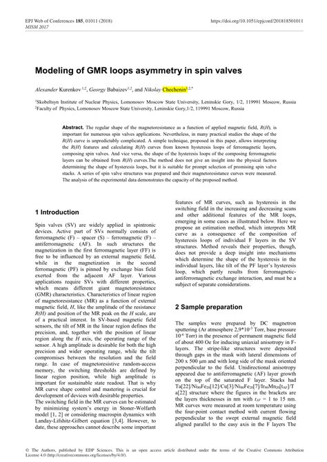 PDF Modeling Of GMR Loops Asymmetry In Spin Valves