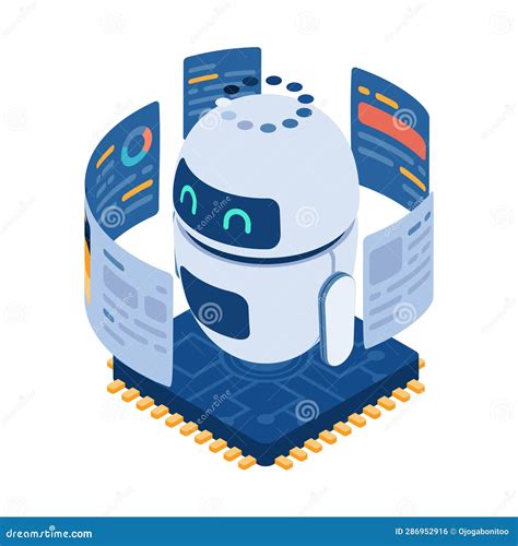 Isometric Ai Robot Analysis Data And Knowledge Stock Illustration