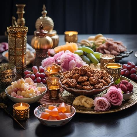 Premium Photo Ramadan Kareem Concept Traditional Ramadan Food On Dark