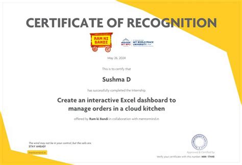 Sushma D On Linkedin Internship Exceldashboard Datamanagement Cloudkitchen Mentormind…