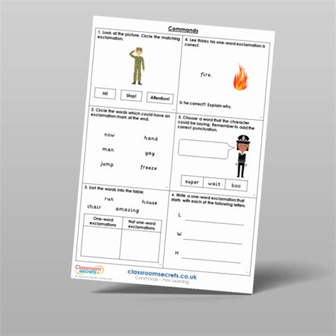 Year 2 Recognising Commands Prior Learning Resource Classroom Secrets