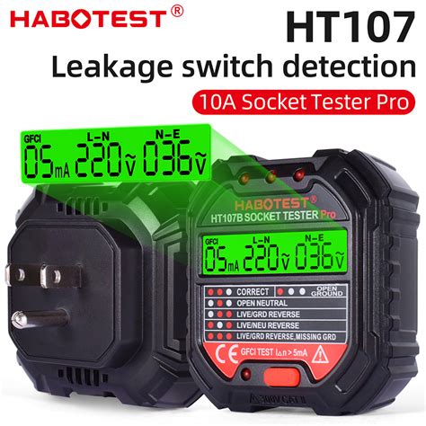 Habotest Socket Tester Ht106 Ht107 Pro Socket Tester Voltage Detector Uk Eu Plug Earth Plug Zero