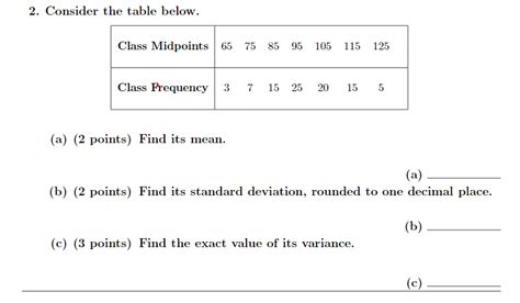 Solved Consider The Table Below A Points Find Its Chegg