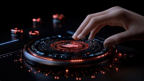 A Futuristic Digital Device Featuring A Glowing Fingerprint Scanner On A Sleek And Advanced