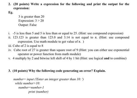 Solved Points Write A Expression For The Following Chegg