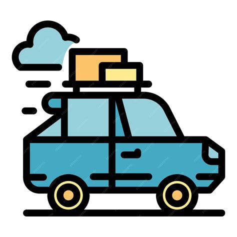 Icono De Viaje En Coche Contorno Coche Viaje Vector Icono Color Plano