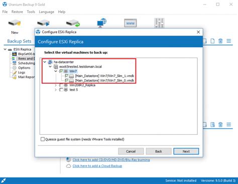 Cách cấu hình VMWARE ESX I VSPHERE REPLICA của máy ảo trong Uranium backup Trung tâm trợ