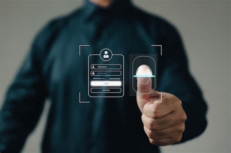 Premium Photo The Cybersecurity Concept Encompasses Finger Scan Login Private Data Encryption