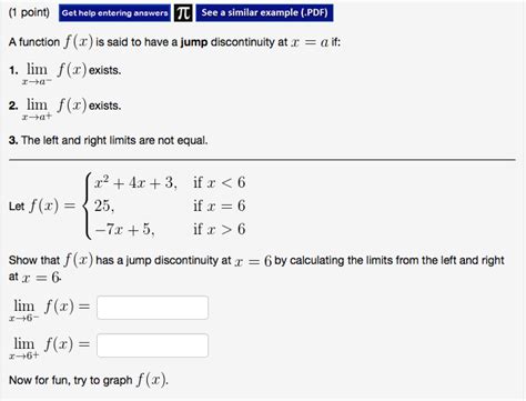Solved A Function F X Is Said To Have A Jump Discontinuity